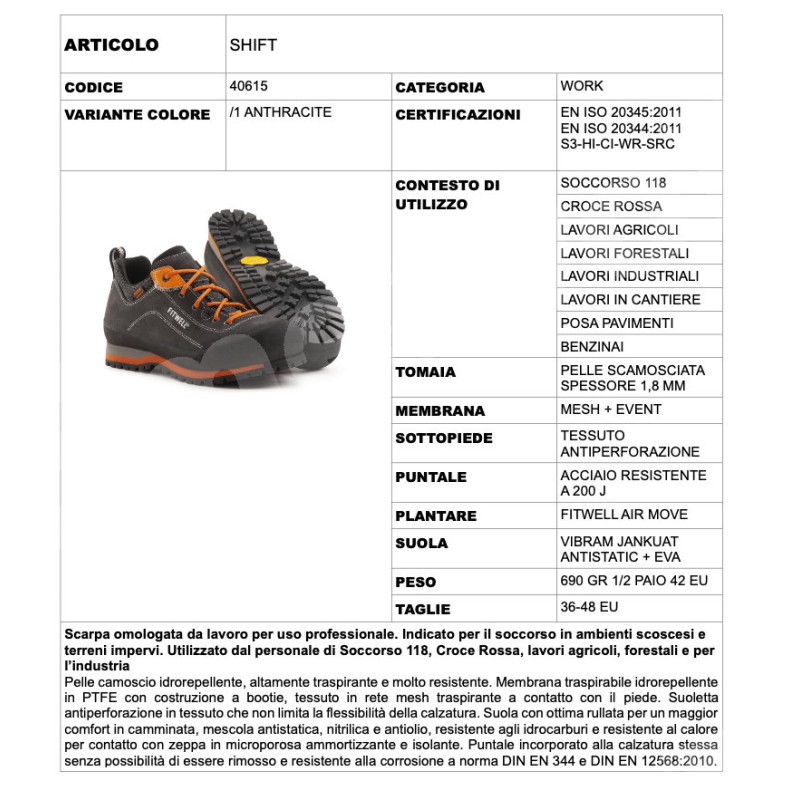 Scarpa bassa omologata da lavoro per uso professionale